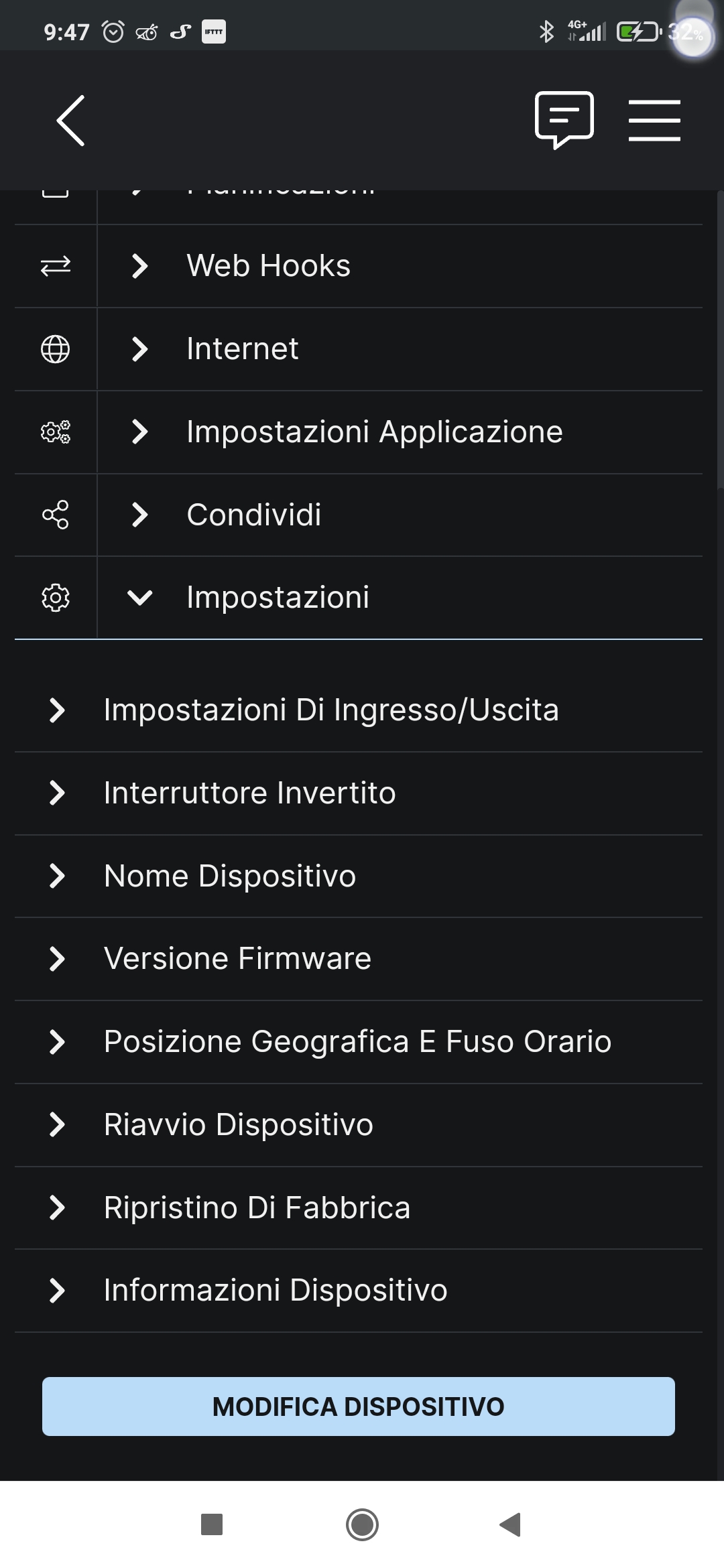 Shelly Cloud Control API: usare IFTTT con Webhooks